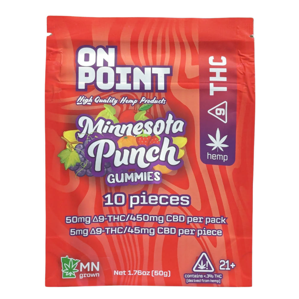 On Point MN punch 50 mg THC 450 mg CBD gummies